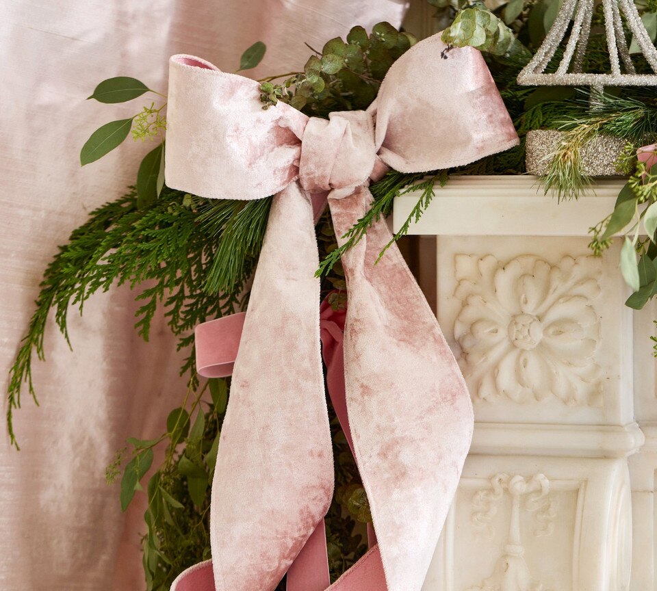 LoveShackFancy Pink Velvet Ribbon Garland | Pottery Barn Australia