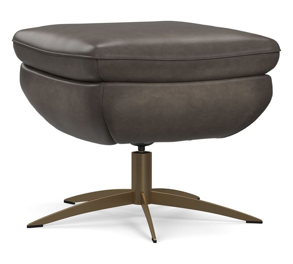 Wells Leather Swivel Ottoman