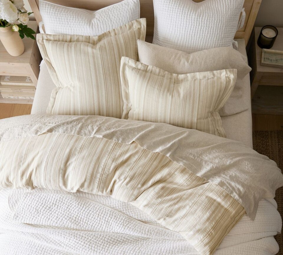 Beckett Yarn Dye Textured Striped Pillowcase | Pottery Barn Australia