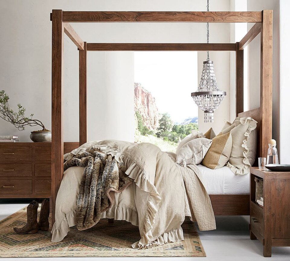 Belgian Linen Raw Edge Ruffle Quilt Cover & Pillowcases-Flax | Pottery ...