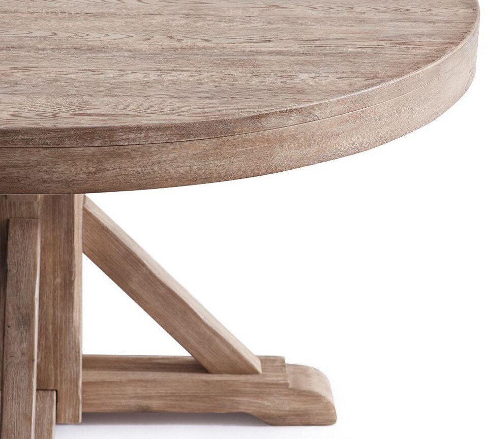 Benchwright Round Pedestal Extending Dining Table - Seadrift | Pottery ...