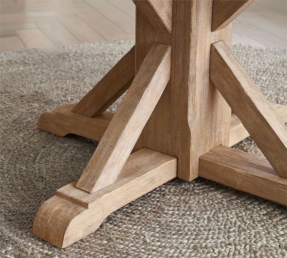 Benchwright Round Pedestal Extending Dining Table - Seadrift | Pottery ...