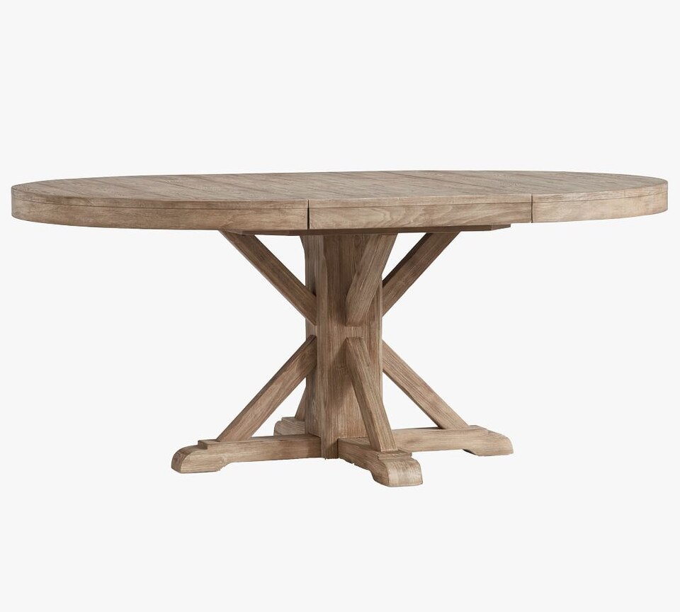 Benchwright Round Pedestal Extending Dining Table - Seadrift | Pottery ...