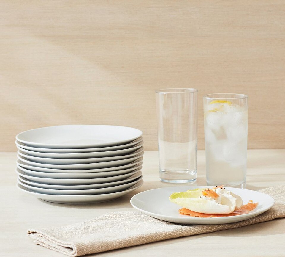 Caterer’s Box Coupe Porcelain Salad Plates - Set of 12 | Pottery Barn ...