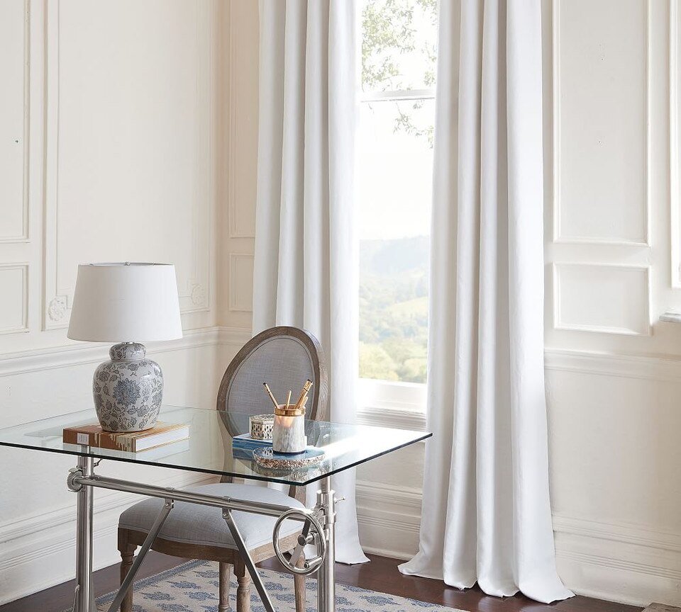 Classic Belgian Flax Linen Curtain - Dark Flax - Pottery Barn Australia