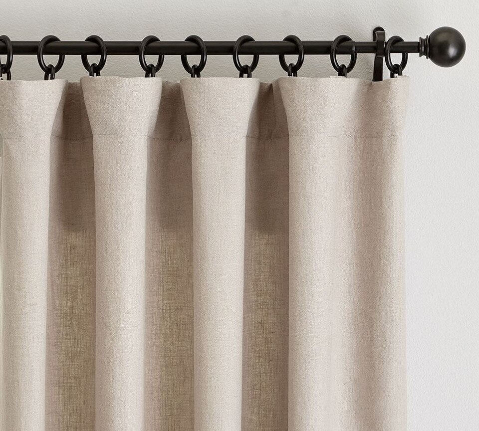 Classic Belgian Flax Linen Curtain - Dark Flax - Pottery Barn Australia
