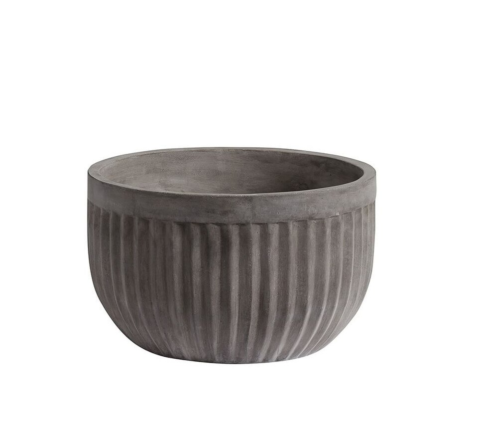 Concrete Fluted Planter - Grey