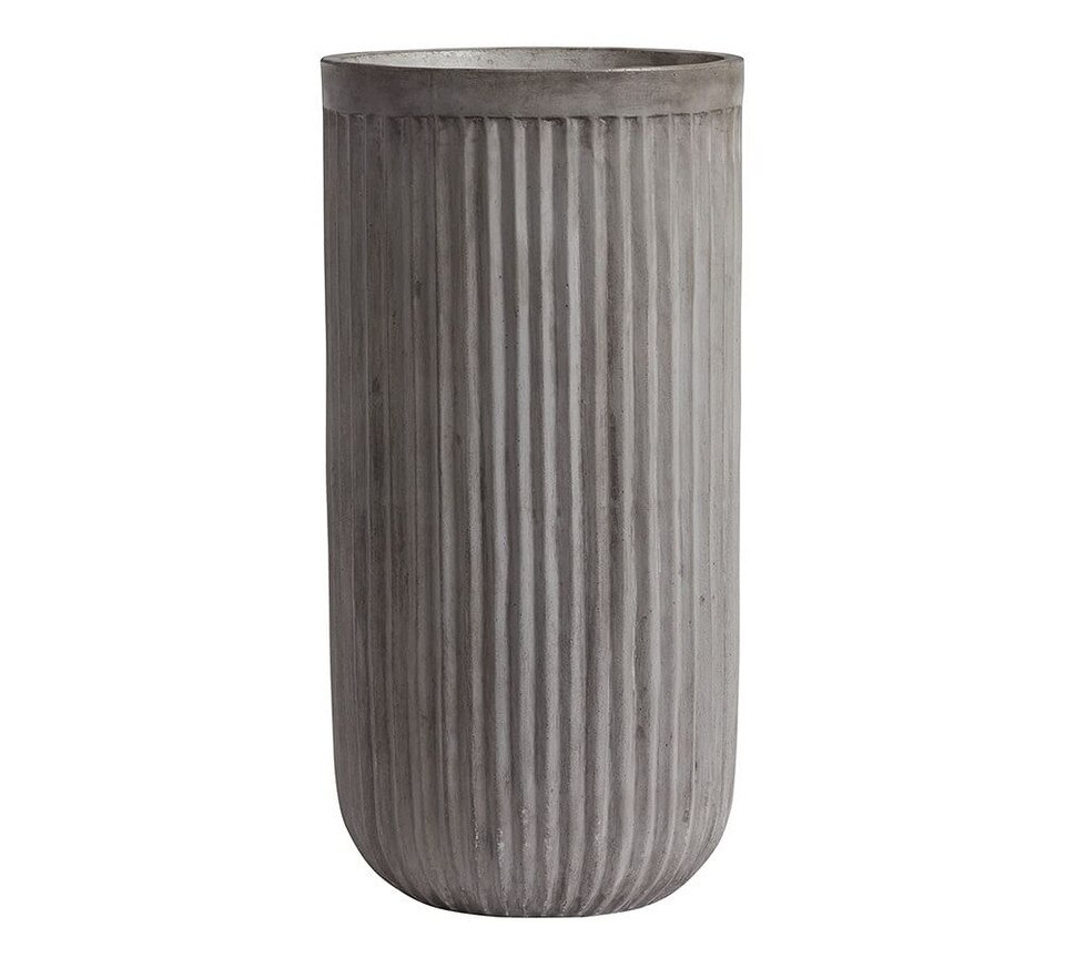 Concrete Fluted Planter - Grey