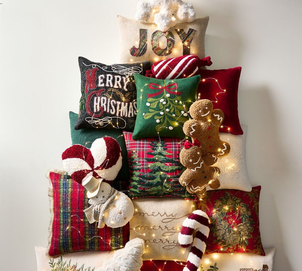 Cosy Teddy Faux Fur Candy Cane Shaped Cushion | Pottery Barn Australia
