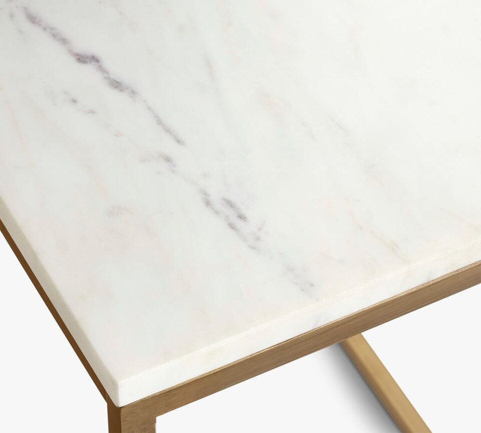 Delaney 71 cm Rectangular Marble Side Table - Pottery Barn Australia