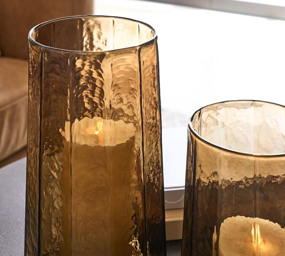 Hammered Café Recycled Hurricane Candle Holder