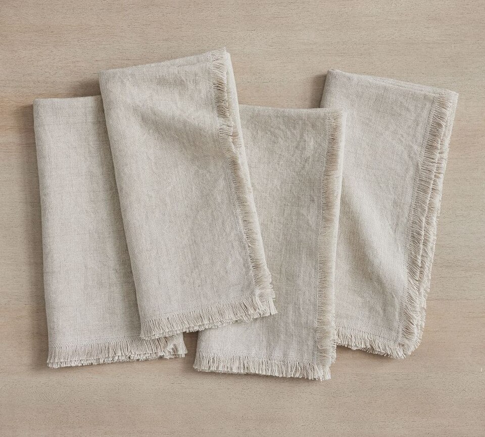 Frayed Oversized Linen Napkins - Set of 4 - Pottery Barn Australia