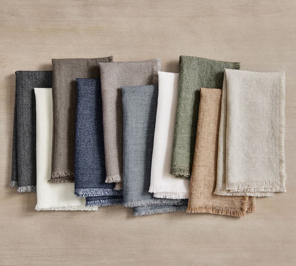 Frayed Oversized Linen Napkins - Set of 4 - Pottery Barn Australia