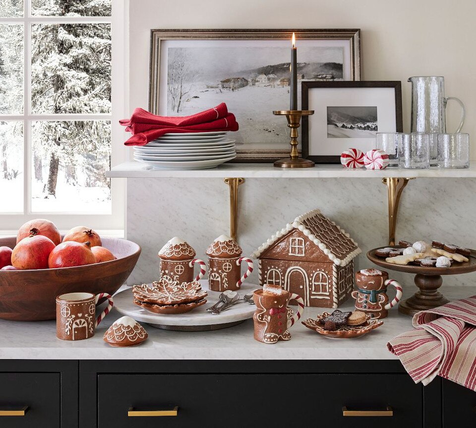 Gingerbread House Lidded Mugs | Pottery Barn Australia