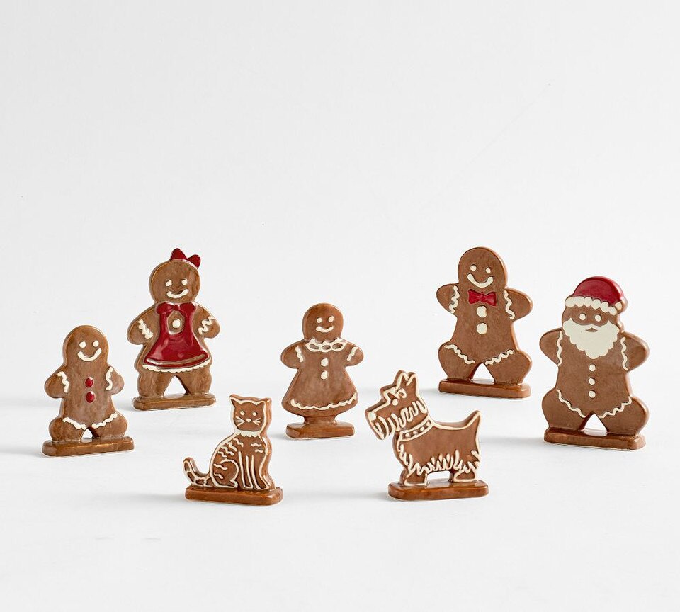 Handcrafted Ceramic Gingerbread Village People - Set of 7