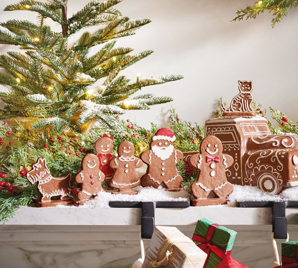 Handcrafted Ceramic Gingerbread Village People - Set of 7