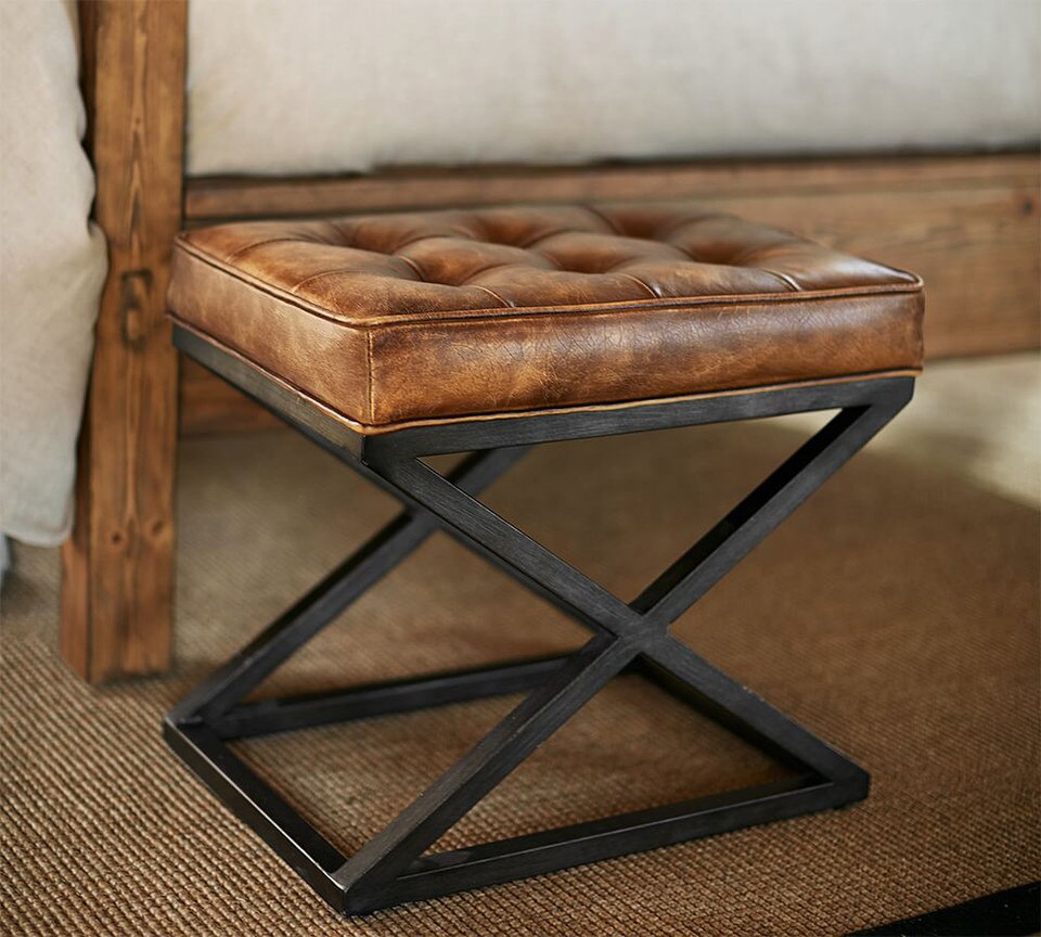 Kirkham Tufted Leather Stool