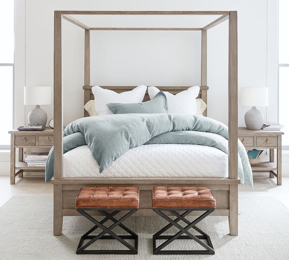 Kirkham Tufted Leather Stool | Pottery Barn Australia