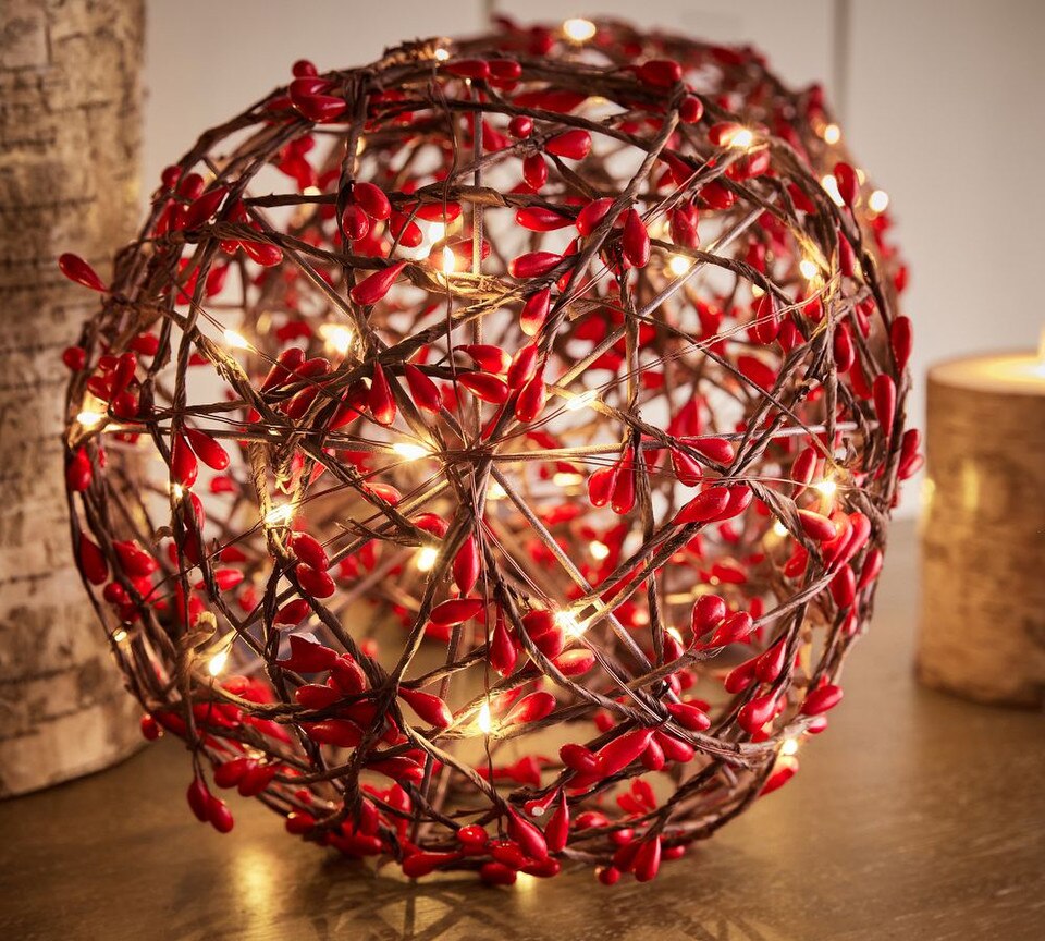Lit Red Berry Orb | Pottery Barn Australia