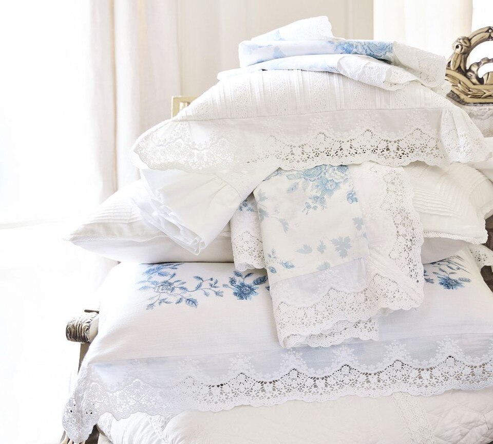 LoveShackFancy Blue Rose Pillowcase | Pottery Barn Australia
