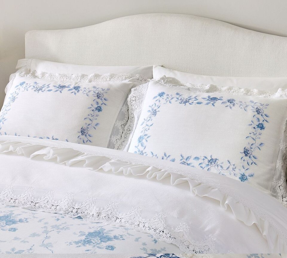 LoveShackFancy Blue Rose Pillowcase | Pottery Barn Australia