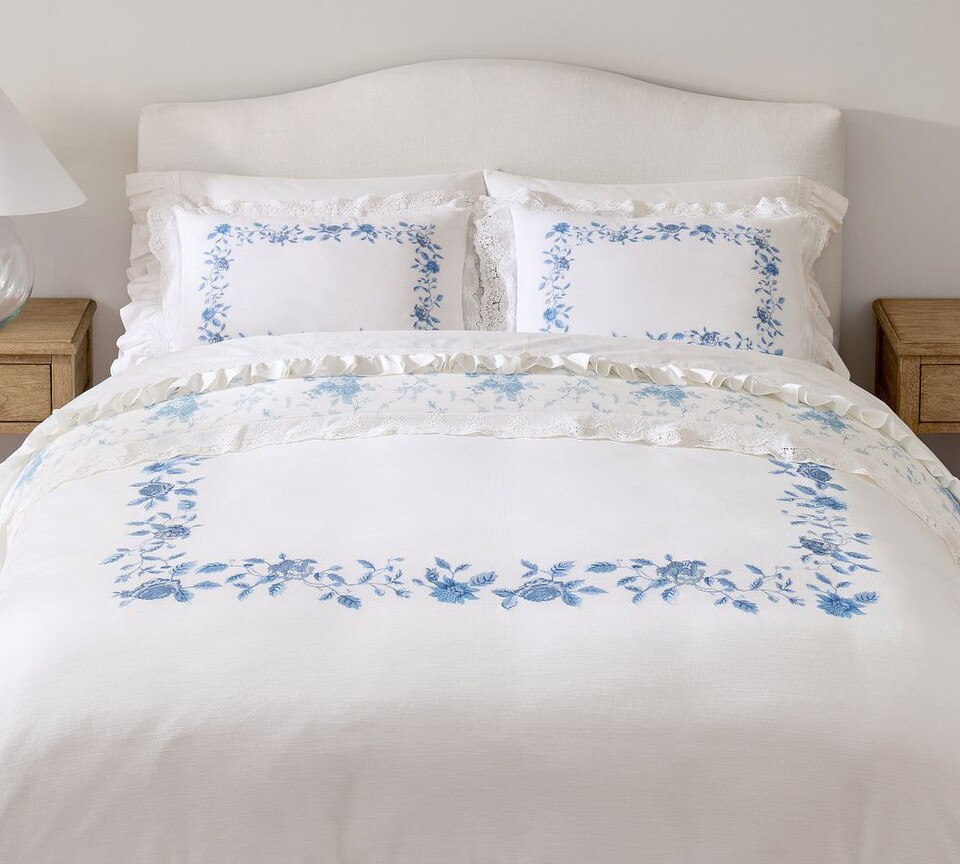 LoveShackFancy Blue Rose Pillowcase | Pottery Barn Australia