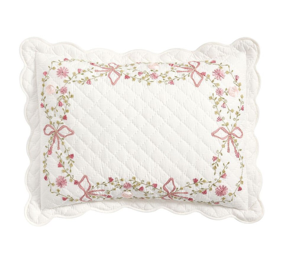 LoveShackFancy Bow Embellished Quilted Pillowcase | Pottery Barn Australia