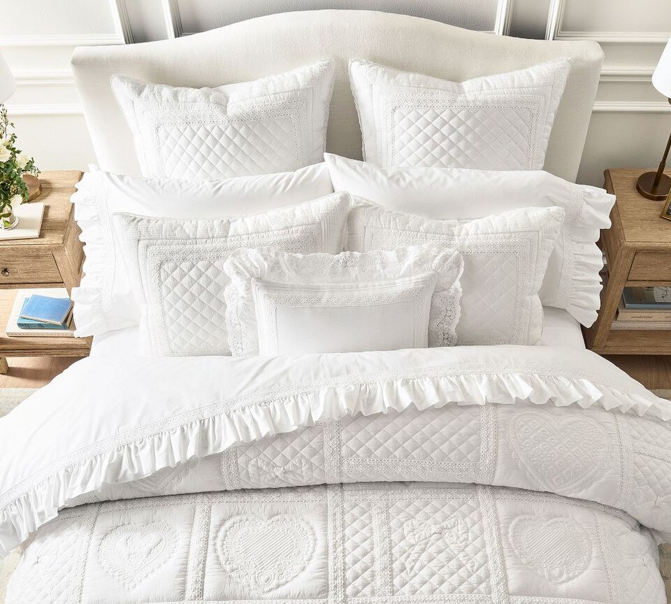 LoveShackFancy Bow Heart Patchwork Quilted Pillowcase | Pottery Barn ...