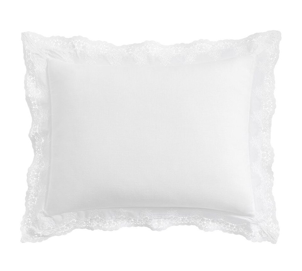 LoveShackFancy Belgian Flax Linen Pillowcase with Lace Trim | Pottery ...