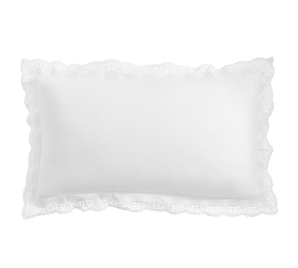 LoveShackFancy Belgian Flax Linen Pillowcase with Lace Trim | Pottery ...