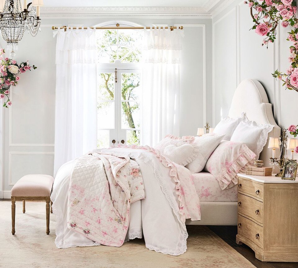 LoveShackFancy Belgian Flax Linen Pillowcase with Lace Trim | Pottery ...