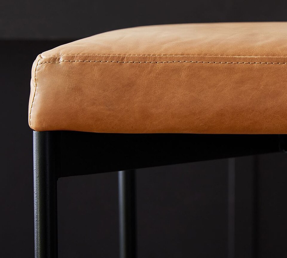 Maison Leather Backless Counter Stool - Pottery Barn Australia