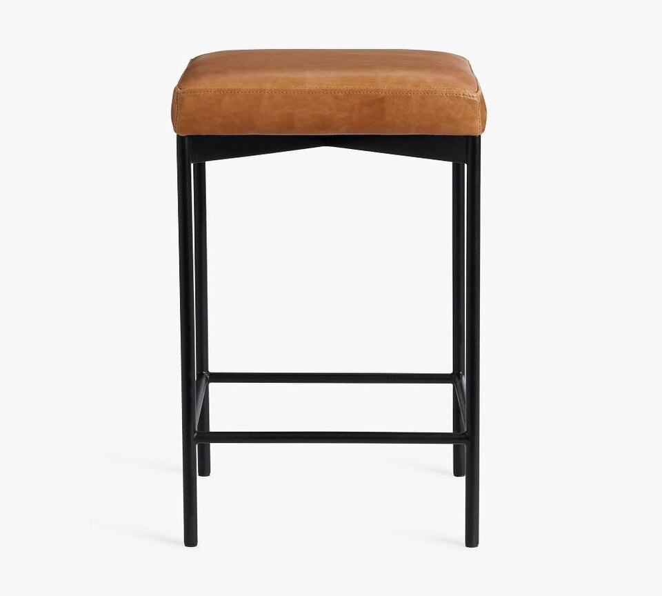 Maison Leather Backless Counter Stool - Pottery Barn Australia