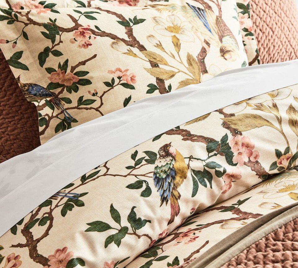Nola Songbird Percale Quilt Cover & Pillowcases | Pottery Barn Australia