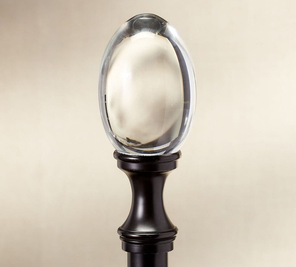 PB Standard Glass Oval Finial & Curtain Rod - Antique Bronze Finish ...