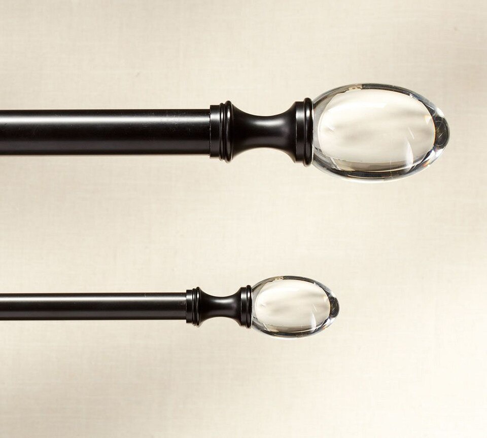 PB Standard Glass Oval Finial & Curtain Rod - Antique Bronze Finish ...