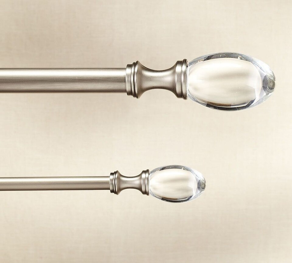 PB Standard Glass Oval Finial & Curtain Rod - Pewter Finish | Pottery ...