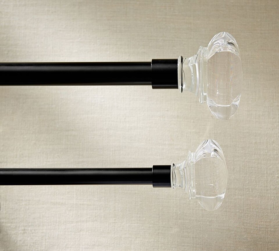 PB Standard Double Glass Square Finial & Curtain Rod - Bronze | Pottery ...