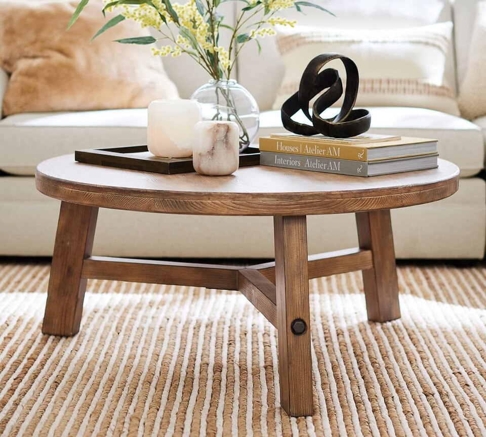 Rustic Farmhouse Round Coffee Table (44")