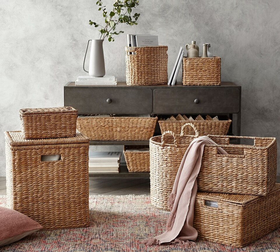 Savannah Handwoven Seagrass Lidded Baskets - Pottery Barn Australia