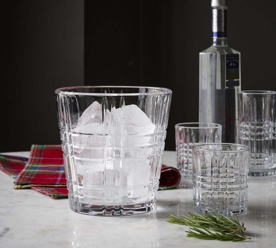 Stewart Plaid Glass Ice Bucket | Pottery Barn Australia