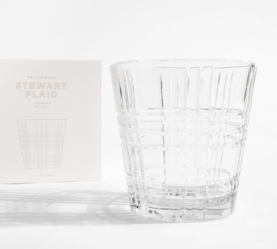 Stewart Plaid Glass Ice Bucket | Pottery Barn Australia