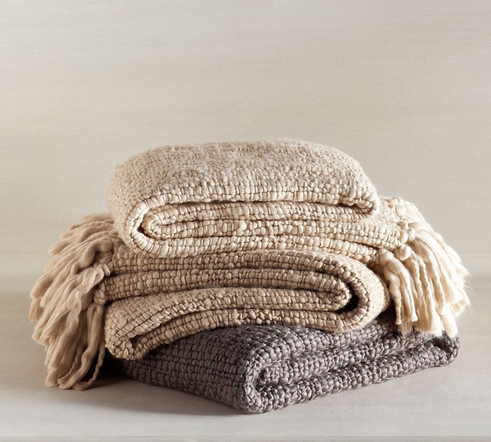 Textured Basketweave Knit Throw | Pottery Barn Australia