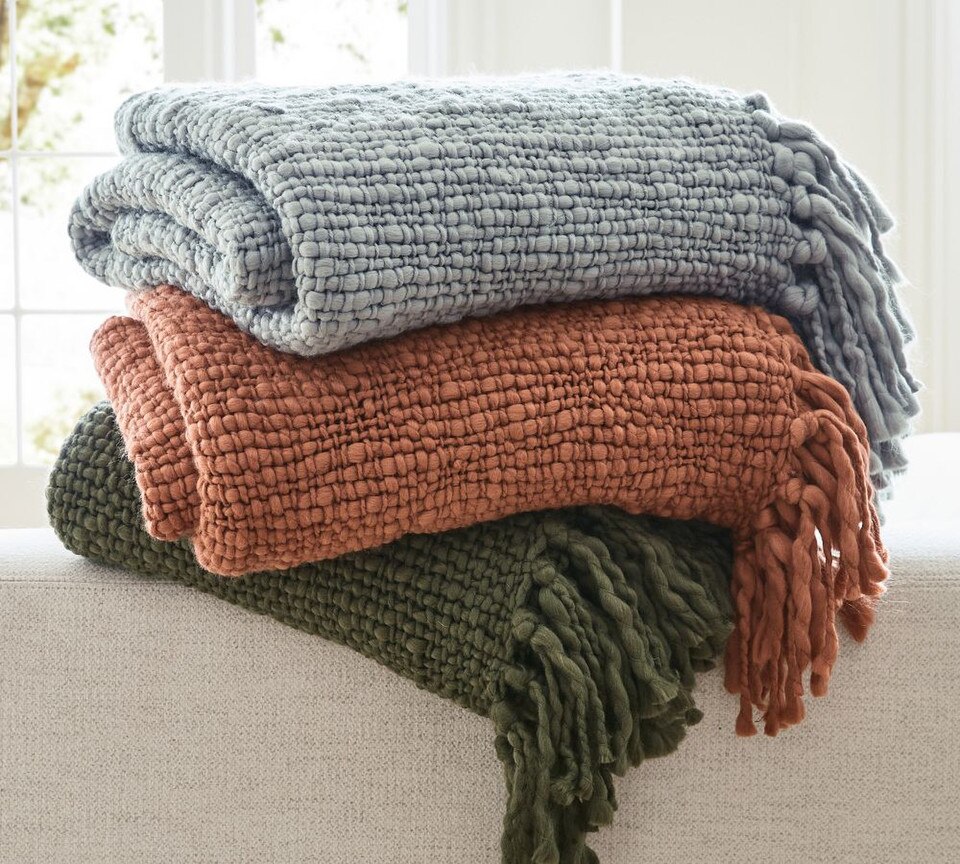 Textured Basketweave Knit Throw | Pottery Barn Australia