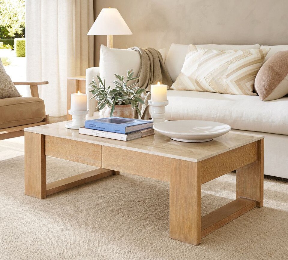 Travertine Rectangular Coffee Table (122 cm) | Pottery Barn Australia