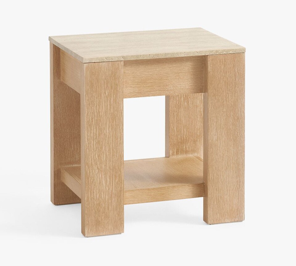 Travertine Square Side Table (53 cm) | Pottery Barn Australia