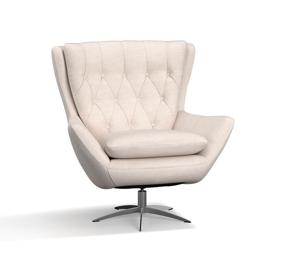 Wells Tufted Upholstered Swivel Armchair | Pottery Barn Australia